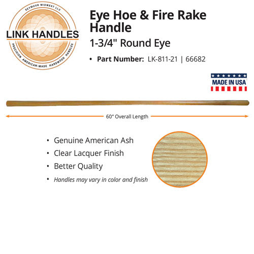 Link Handles 60" Eye Hoe and Fire Rake Handle, 1-3/4" Round Eye ...