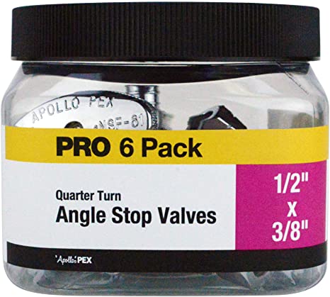 Apollo PEX Valves 1/2 in. PEX x 3/8 in. C Angle Stop Valve (6 Pack Jar ...